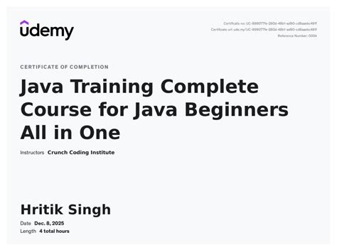 Java Udemy Certification Programming Beginnersjourney