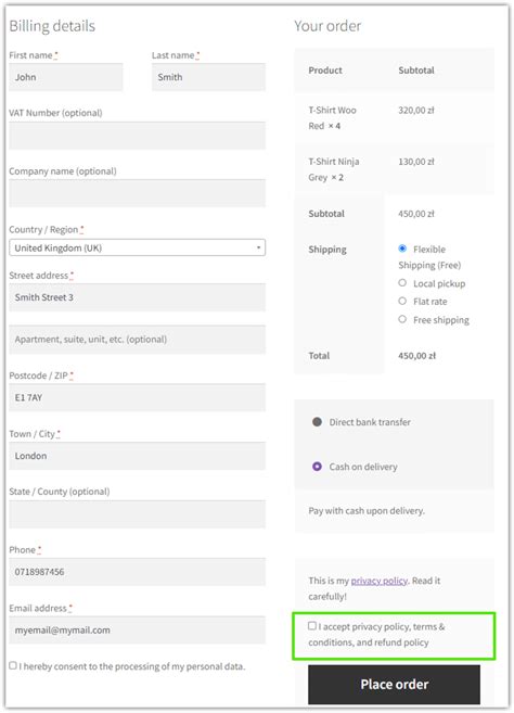 Woocommerce Gdpr Add Privacy And Consent Checkbox To Checkout