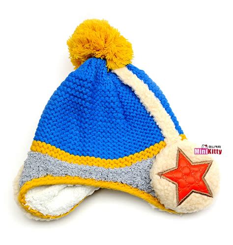 별 헤드폰 폼폼 모자 블루 티몬