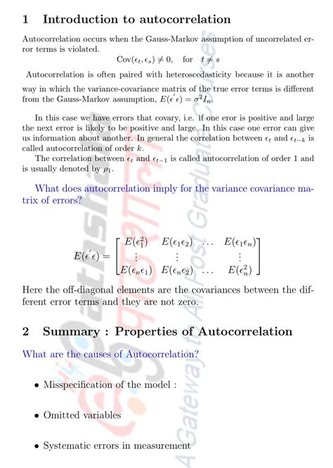 Autocorrelation In Regression I Regression Analysis Ii