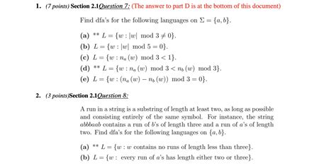 Solved Points Section 2 1Question 7 The Answer To Part D Chegg Com