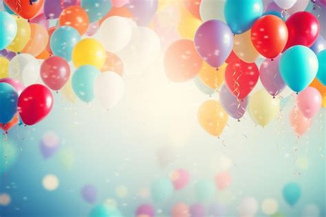 풍선 이 있는 다채로운 생일 배경 프리미엄 사진