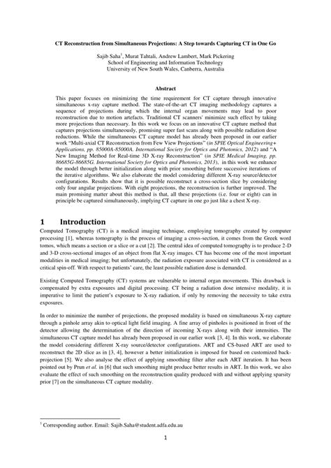 Pdf Ct Reconstruction From Simultaneous Projections A Step Towards Capturing Ct In One Go