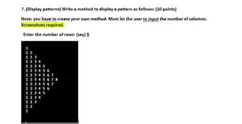 Solved Display Patterns ﻿write A Method To Display A