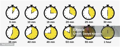 타이머 및 스톱워치 아이콘 세트입니다 다른 분이 있는 주방 타이머 아이콘입니다 조리 시간 기호 및 라벨 벡터 아이콘입니다 10 Eps 10에 대한 스톡 벡터 아트 및 기타