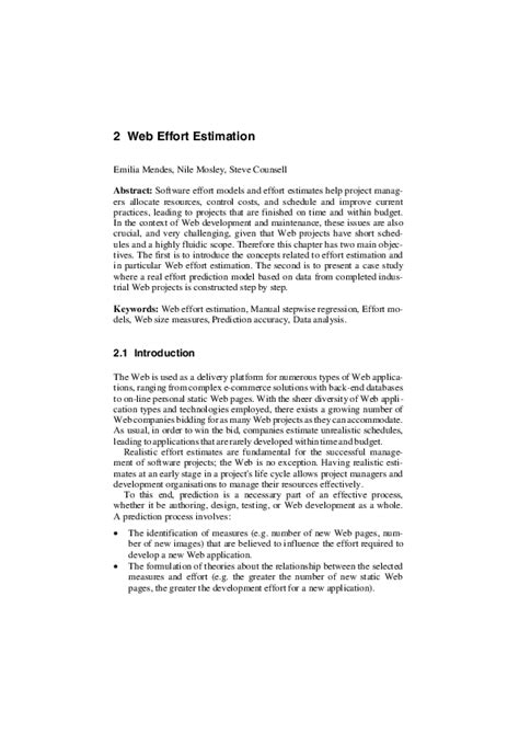 Pdf Web Effort Estimation