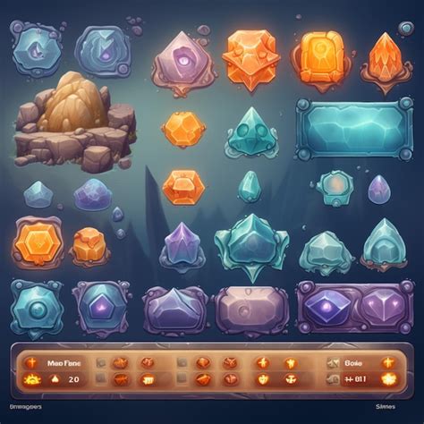 Premium Vector Set Of Fantasy Stone Game Buttons For Ui And Ux