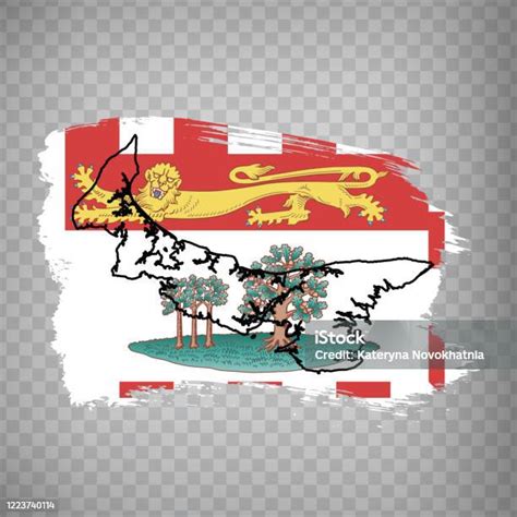 브러시 스트로크에서 프린스 에드워드 아일랜드의 국기 프린스 에드워드 아일랜드의 빈지도 캐나다 고품질지도와 플래그 우리의 웹