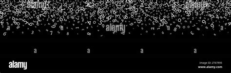 Falling Numbers Big Data Concept Binary White Messy Flying Digits Powerful Futuristic Banner