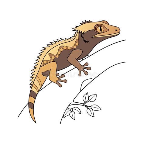 Realistic Crested Gecko In Its Habitat Stock Illustration Illustration Of Hand Character