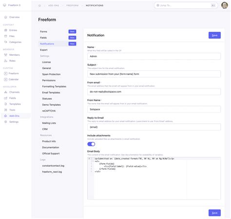 Email Notifications Forms Fields Freeform 3 X For