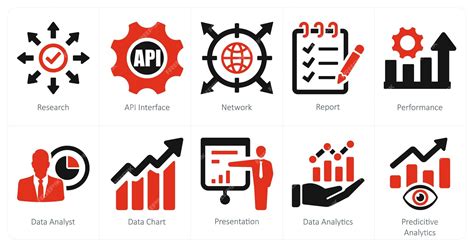 Premium Vector A Set Of 10 Data Analytics Icons As Research Api