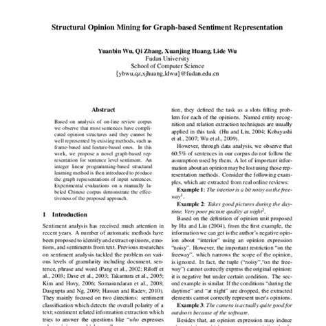 Structural Opinion Mining For Graph Based Sentiment Representation Acl Anthology