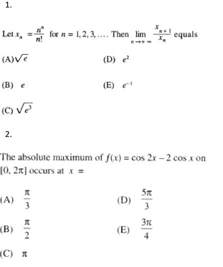 Solved Let Xn N Nn For N 1 2 3 Then Limn Xnxn 1 Equals Chegg Com