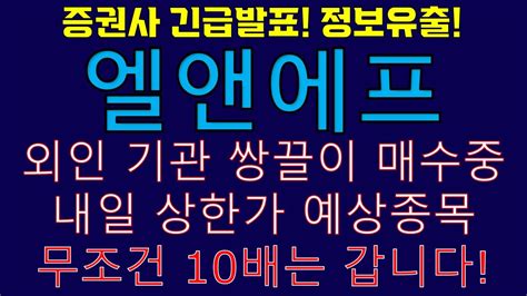 ± 되는 엘앤에프 증권사 긴급발표 정보유출 Youtube