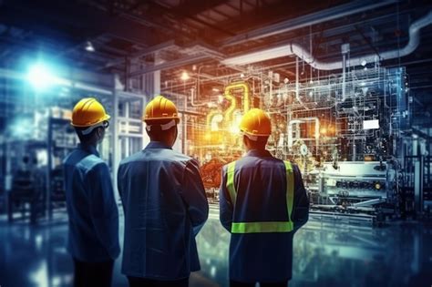 Premium Photo Group Of Engineers Are Debugging Intelligent Equipment And Preparing For Production