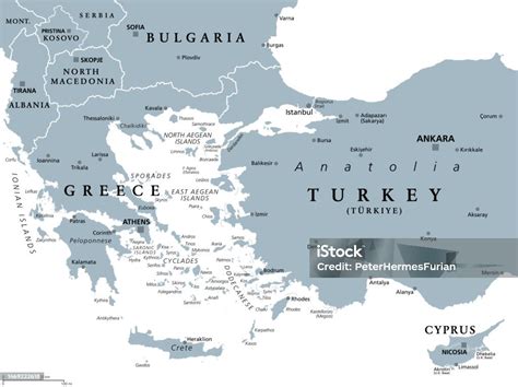 Ilustración De Región Del Mar Egeo Con Islas Del Egeo Mapa Político