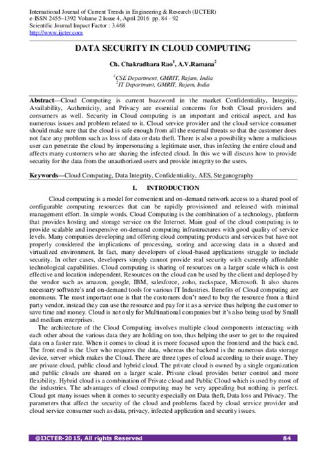 Pdf Data Security In Cloud Computing