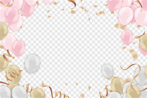 분홍색 풍선 세트 공기 에 색종이 헬륨 배경생일 기념일 축하 3차원 형태에 대한 스톡 벡터 아트 및 기타 이미지 3차원 형태 개념 개념과 주제 Istock