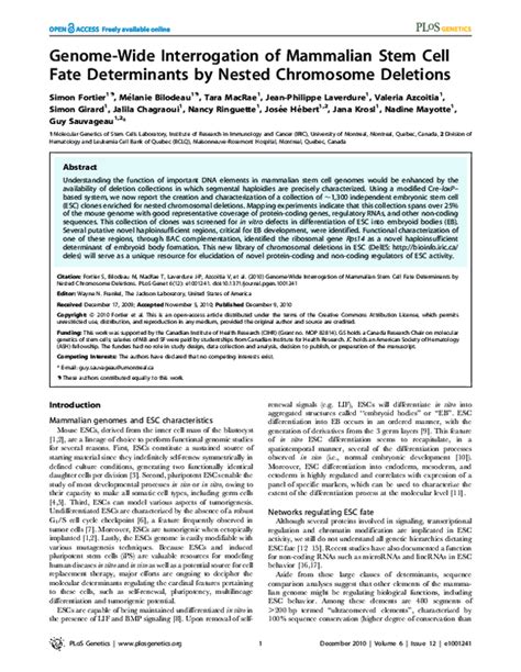 Pdf Genome Wide Interrogation Of Mammalian Stem Cell Fate Determinants By Nested Chromosome