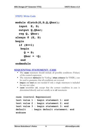 Sem Vtu Hdl Programming Notes Unit Behavioral Descriptions Pdf