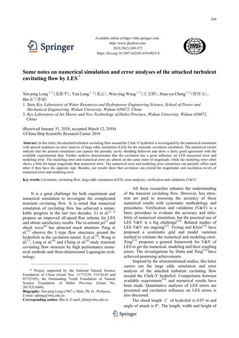 Pdf Some Notes On Numerical Simulation And Error Analyses Of The Attached Turbulent Cavitating