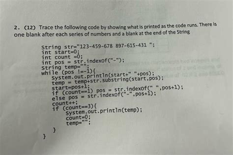 Solved 2 12 Trace The Following Code By Showing What Is