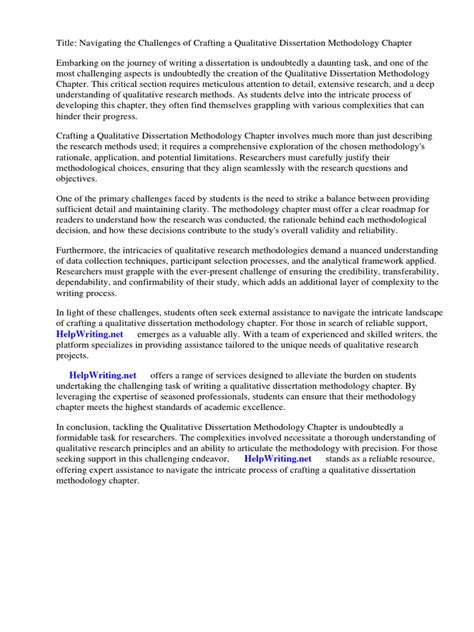 Qualitative Dissertation Methodology Chapter Pdf Methodology Qualitative Research