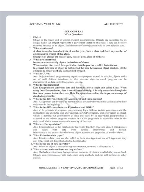 Viva Questions Oops Pdf