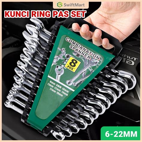 Jual 【ready 】8pcs Set 6 22mm Kunci Ring Double Offset Ring Spanner Kunci Ring Pas Alat Perangkat
