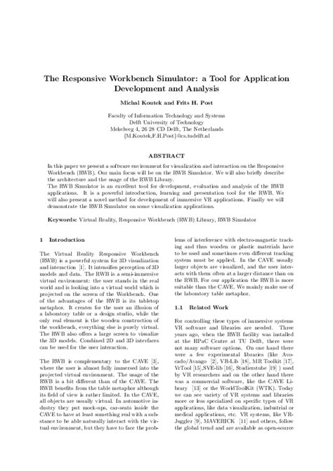 Pdf The Responsive Workbench Simulator A Tool For Application Development
