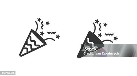 색종이 파티 포퍼 아이콘입니다 깜짝 그림 기호입니다 사인 파이어크레이서 벡터 Film Festival에 대한 스톡 벡터 아트 및 기타 이미지 Film Festival