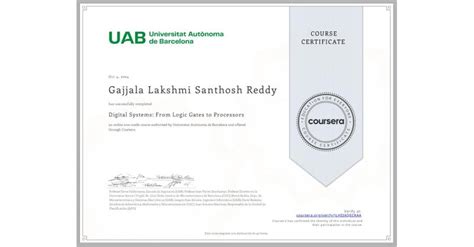 Santhosh Reddy On Linkedin Completion Certificate For Digital Systems From Logic Gates To
