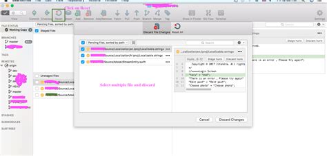 Version Control How To Discard Multiple Files In Sourcetree Stack Overflow