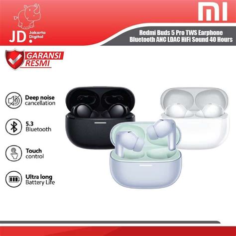 Jual Redmi Buds 5 Pro TWS Earphone Bluetooth ANC LDAC HiFi Sound RESMI AURORA PURPLE Di