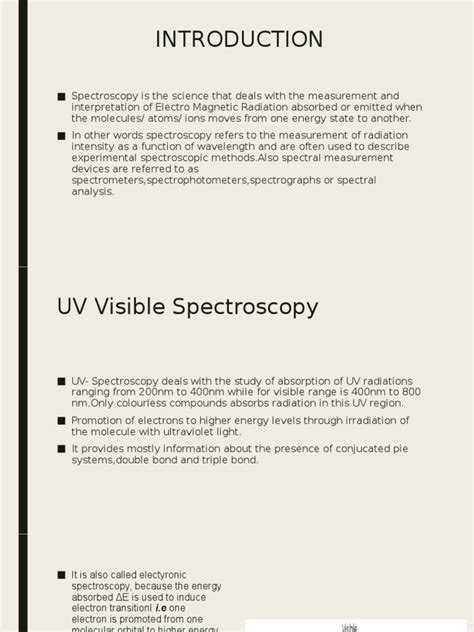 Introduction Of Uv Visible Spectrophotometry Ultraviolet Visible