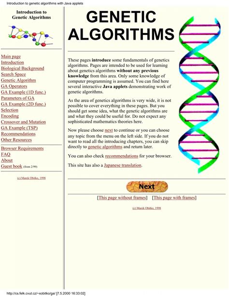 Introduction To Genetic Algorithms With Java Applets