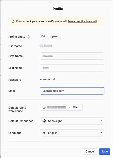 The Resend Verification Email Option Is Missing From The User Profile In Snowsight
