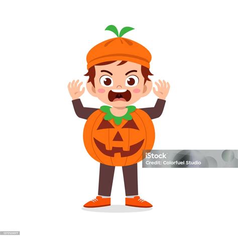 행복 귀여운 작은 아이 소년과 소녀는 할로윈을 착용 호박 괴물 의상을 축하 귀여운에 대한 스톡 벡터 아트 및 기타 이미지 귀여운 드레스 명랑한 Istock