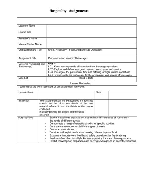 Hospitality 2 Assignment Answers Pdf