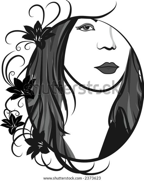 Tiger Lilies Surrounding Exotic Womans Face Stock Vector Royalty Free