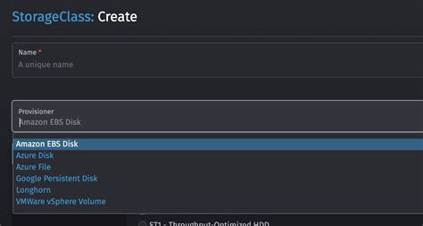 volume plugin for storage class and pvs dropdown does not work · issue