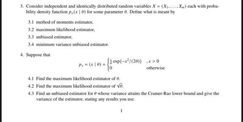 Solved 3 Consider Independent And Identically Distributed