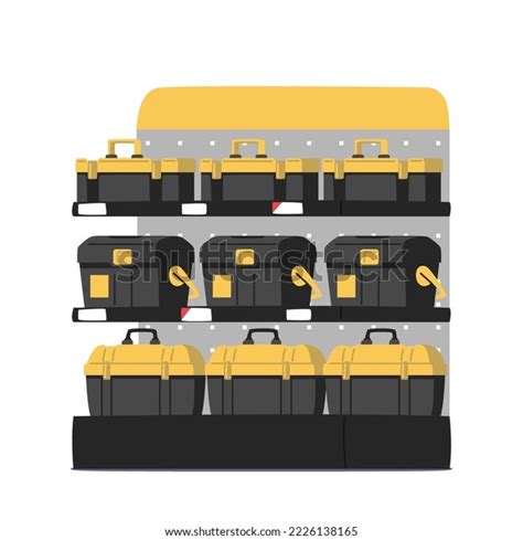 Hardware Shop Shelf Toolboxes Isolated On Stock Vector Royalty Free