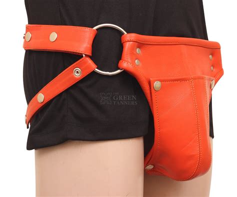 Orange Leather Jockstrap With Removable Cod Piece Shop Now
