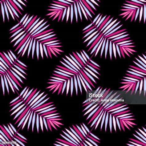 검은 색 배경에 손바닥 잎밝은 매끄러운 패턴 벡터 도면입니다 개체 그룹에 대한 스톡 벡터 아트 및 기타 이미지 개체 그룹 건강한 식생활 검은색 Istock