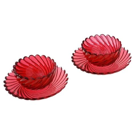 Vintage Ruby Red Crystal Glass Bowls And Plates For Sale At 1stdibs