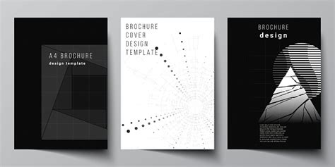 브로셔 전단지 레이아웃 소책자 커버 디자인 책 디자인에 대한 A4 커버 디자인 템플릿의 벡터 레이아웃 블랙 컬러 기술 배경 과학 의학 기술 개념의 디지털 시각화 0명에 대한