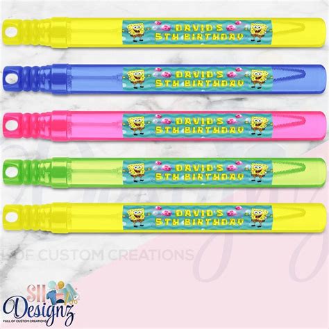 Spongebob Birthday Party Bubble Wand Labels Spongebob Party Bags