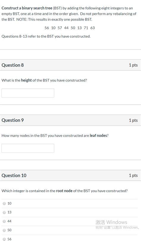 Solved Construct A Binary Search Tree Bst By Adding The